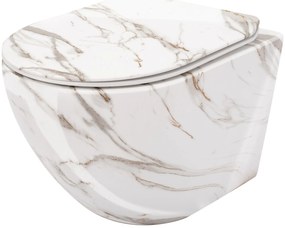 Rea Carlos Slim Lava Shiny, závěsná WC mísa Rimless 49,5x37x35,5 cm, imitace kamene, REA-C0536