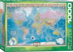 EUROGRAPHICS Puzzle Mapa světa / 1000 dílků / 67,63 x 48,89 cm