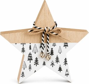 Dřevěná vánoční hvězda NORDIC FOREST 15,5 cm