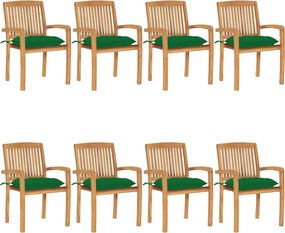 Stohovatelné zahradní židle s poduškami 8 ks masivní teak 3073284