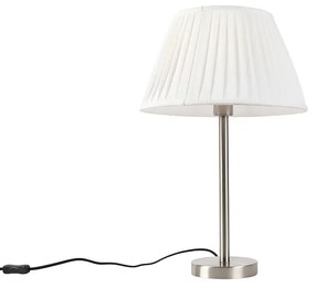 Klasická stolní lampa z oceli se skládaným odstínem bílá 35 cm - Simplo