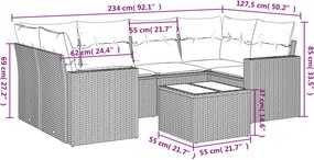 7dílná zahradní sedací souprava s poduškami šedá polyratan 3251057