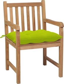 Zahradní židle 4 ks jasně zelené podušky masivní teak 3073030