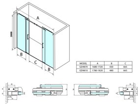 Gelco DRAGON sprchové dveře 1800mm, čiré sklo GD4810