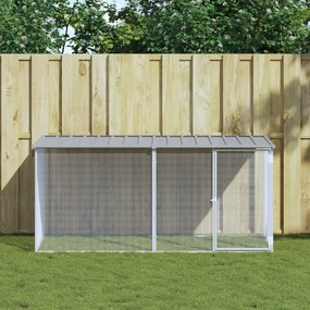 Klec pro kuřata se střechou světle šedá 203 x 98 x 90 cm pozinkovaná ocel 3189054