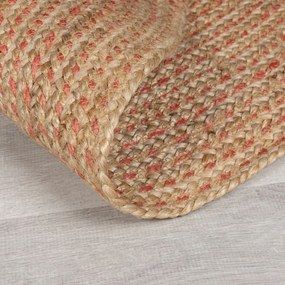 Flair Rugs, Kusový koberec Capri Jute Natural/Coral kruh, 180x180 (průměr) kruh, béžová, chodba / předsíň