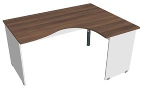 Stůl ergo levý 160*120 cm - Hobis Gate GE 2005 L Dekor stolové desky: ořech, Dekor lamino podnože: bílá, Barva nohy: černá