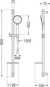 Mexen sprchový set DQ75, černá, 785754581-70