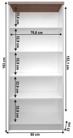 Kondela Vysoký regál, bílá / dub sonoma, TOPTY TYP 06