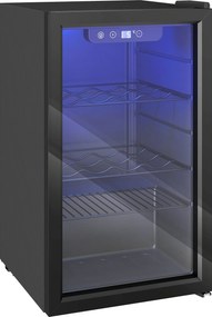 HOMCOM Vinotéka 24 lahví, kapacita 68 litrů, 4–16 °C, volně stojící zařízení na nápoje, pivo a víno se skleněnými dveřmi, černá