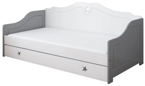 BabyBeds Dětská postel FRANIO hvězdičky 160x80 bílá x šedá Velikost postele: 160x80 cm, Barevné provedení: bílá a šedá, Úložný prostor: Ano, s úložným prostorem Bílá;Šedá