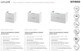 Cersanit Tirso, závěsná umyvadlová skříňka 994x447x572 mm + keramické umyvadlo, bílá matná, S801-542