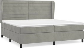 Box spring postel s matrací světle šedá 200x200 cm samet 3129291