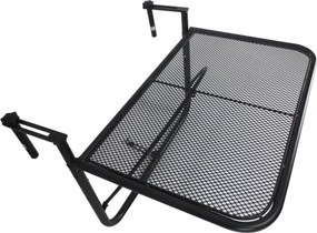 Balkonový závěsný stolek Outsunny výškově nastavitelný čtvercový kovový černý 60x56,5x45cm ideální pro balkon a terasu | Aosom.de