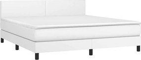 Box spring postel s matrací a LED bílá 180x200 cm umělá kůže 3134118