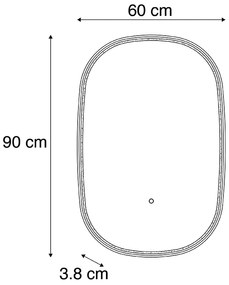 Koupelnové zrcadlo měděné vč. LED, 3-stupňové stmívání s dotykovým oválem - Miral