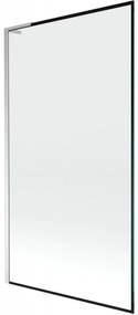 Mexen Next L, 1-křídlová vanová zástěna 100 x 150 cm, 6mm čiré sklo-černý vzor, ​​chromový profil, 895-100-000-03-70-01