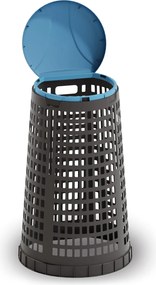Plastový odpadkový koš na 120 l pytle, černý, modré víko