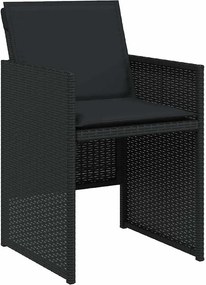 9dílný zahradní jídelní set s poduškami černý polyratan 3277782