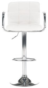 Barová židle, bílá ekokůže/chrom, LEORA 2 NEW