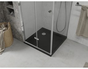 Mexen Lima, sprchový kout se skládacími dveřmi 80 (dveře) x 80 (stěna) cm, 6mm čiré sklo, chromový profil + slim sprchová vanička černá + chromový sifon, 856-080-080-01-00-4070