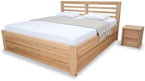 Dřevěná postel z masivu Postelia ANDREA Buk jádrový postel s úložným prostorem 160x200cm - bukové dvoulůžko o šíři masivu 4 cm