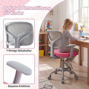 Costway Ergonomická dětská psací židle s nastavitelnou výškou a – tmavě růžová