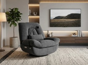 Elektrické polohovací TV křeslo RELAXME - šedá látka