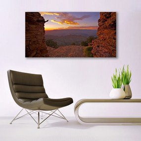 akrylový obraz Skála Mraky Nebe Krajina 100x50 cm