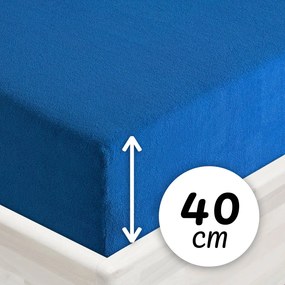 Froté napínací prostěradlo na extra vysokou matraci FR-016 Modré 160 x 200 - výška 40 cm