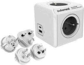 Zásuvka cubenest powercube rewirable usb pd 20w, a+c, 4x zásuvka, bílá/šedá