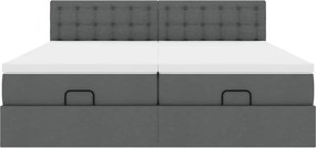 Osmanský rám postele s matrací tmavě šedá 180x200cm textil 3312037