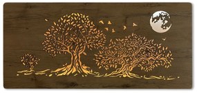 Li-Go "Tři duby a měsíc" světelný obraz s baterií 90x40cm varianta: ovládání na obraze včetně dálkového ovladače, provedení: bříza