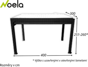 Bioklimatická pergola Noela antracit PREMIUM 3x4 m + montáž Barva lamel: Bílá