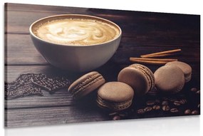 Obraz káva s čokoládovými makrónkami - 120x80 cm