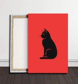 Obraz - Černá kočka na červeném