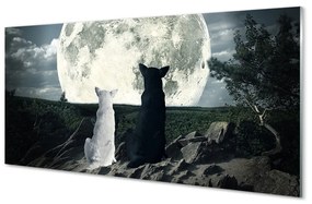 akrylový obraz Wolves měsíc lesní 100x50 cm