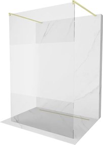 Mexen Kioto, sprchová zástěna Walk-In 140 x 200 cm, 8mm čiré sklo-námraza, zlatý matný profil, 800-140-002-55-35