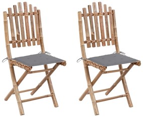 Skládací zahradní židle s poduškami 2 ks bambus,  3063988