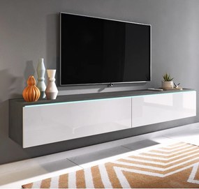 TV stolek LED matera/bílý lesk Lowboard D180