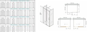 Mexen Omega 3-stěnný sprchový kout 150x80cm, 8mm sklo, chromový profil-čiré sklo, 825-150-080-03-00