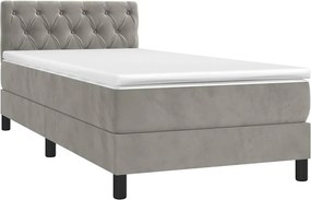 Box spring postel s matrací a LED světle šedá 80 x 200 cm samet 3134549