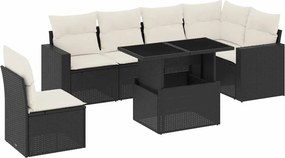 7dílná zahradní sedací souprava s poduškami černá polyratan 3267306