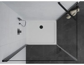Mexen Pretoria, sprchový kout 90(dveře) x 80(stěna) x 190 cm, 6mm čiré sklo, černý profil + slim sprchová vanička 5cm, bílá, 852-090-080-70-00-4010B