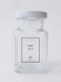 Samolepka na kořenky KMÍN CELÝ průhledná 3 × 4 cm základní písmo
