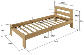 Postel z masivu 90x200 Marcelína dub s roštem