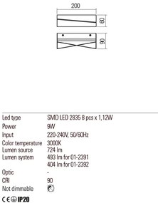 Redo Nástěnné LED svítidlo Zigo, 20cm x 6cm Barva: Bílá