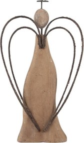 Hnědá dekorace dřevěná figurka anděl Angel Rustic L - 14*4*26 cm