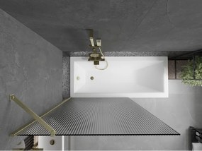 Mexen Next, 1-křídlová vanová zástěna 100 x 150 cm, 6mm sklo Ribs, zlatá matná, 895-100-000-00-09-55