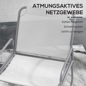 3dílná sada zahradního nábytku, 2 židle s prodyšným látkovým potahem, 1 kulatý stůl Ø60 cm, světle šedá barva